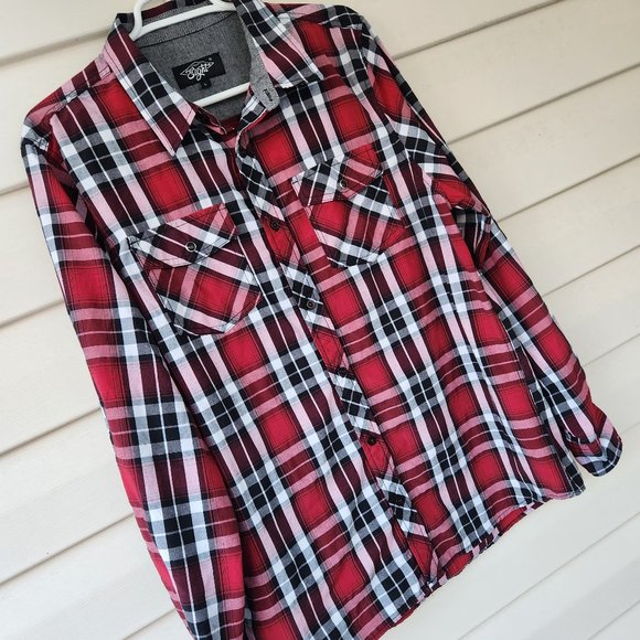 Eighty Eight | Shirts | Eighty Eight Mens Red Plaid Button Down Shirt ...